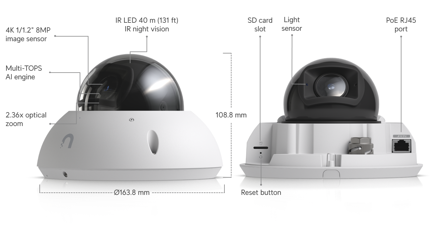 UVC-G6-Pro-Dome-W | Ubiquiti G6 Pro Dome, White,All-Weather Vandal ...